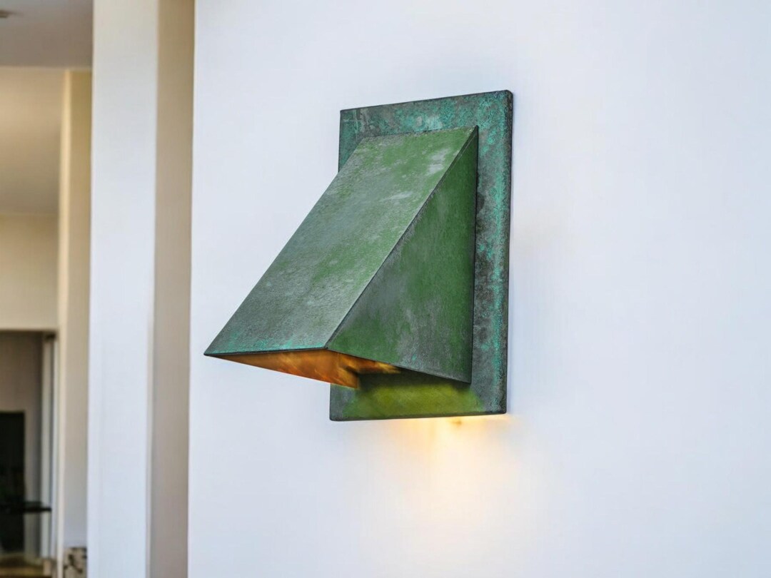 Oxidized Wall Scone, Unlaquered Copper Sconce Light, , Green Patina ...