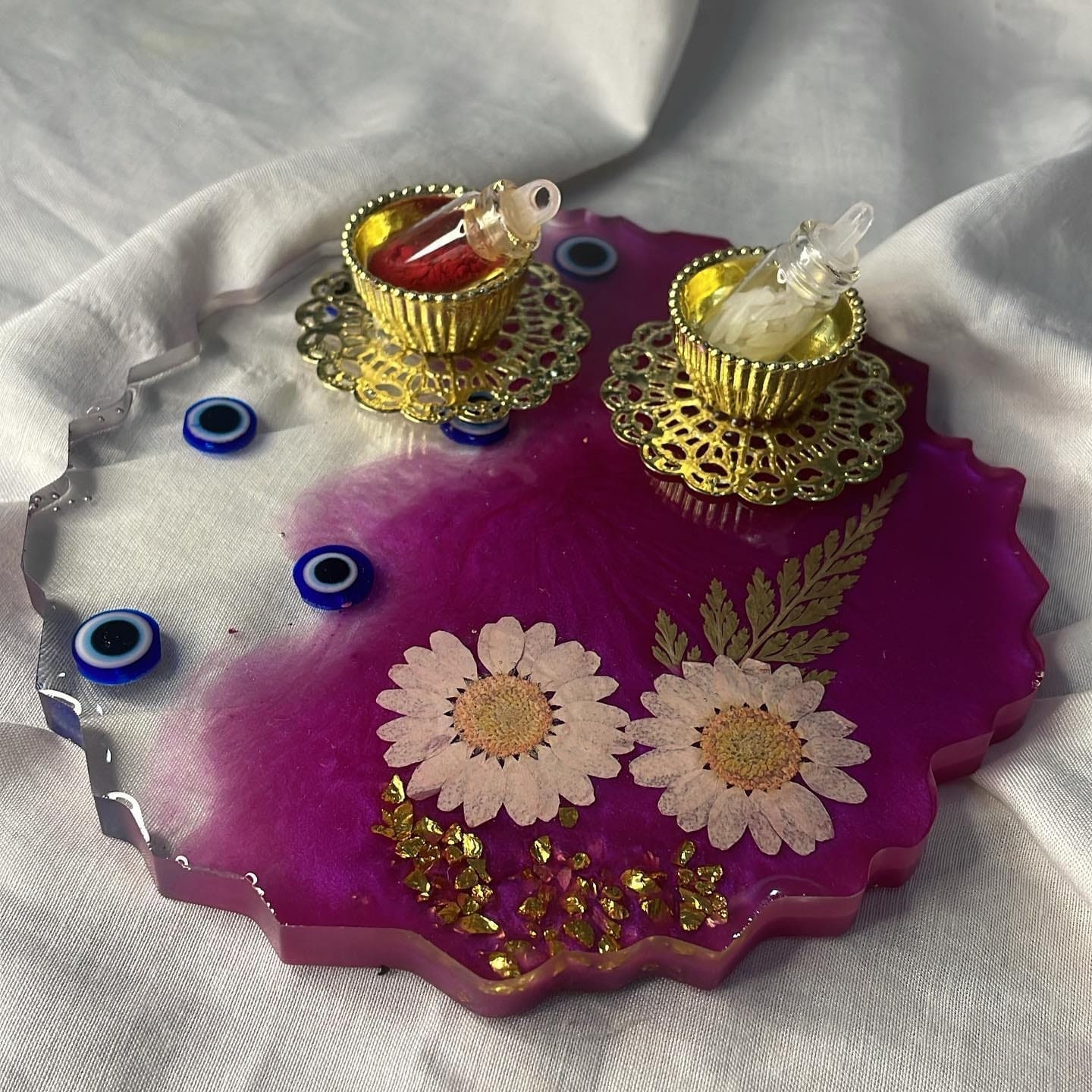 Resin Pooja Thali Indian Handmade Puja Thali Resin Squre Puja Thali ...