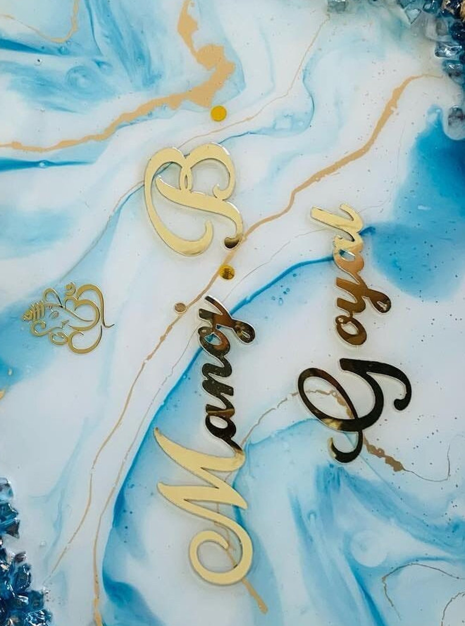 Blue and White Name Plate Personalized Name Plate Square - Etsy