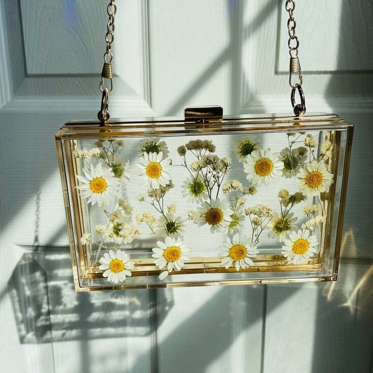 Real Pressed Flower Resin Purse Handmade Resin Purse Cross Body Resin ...