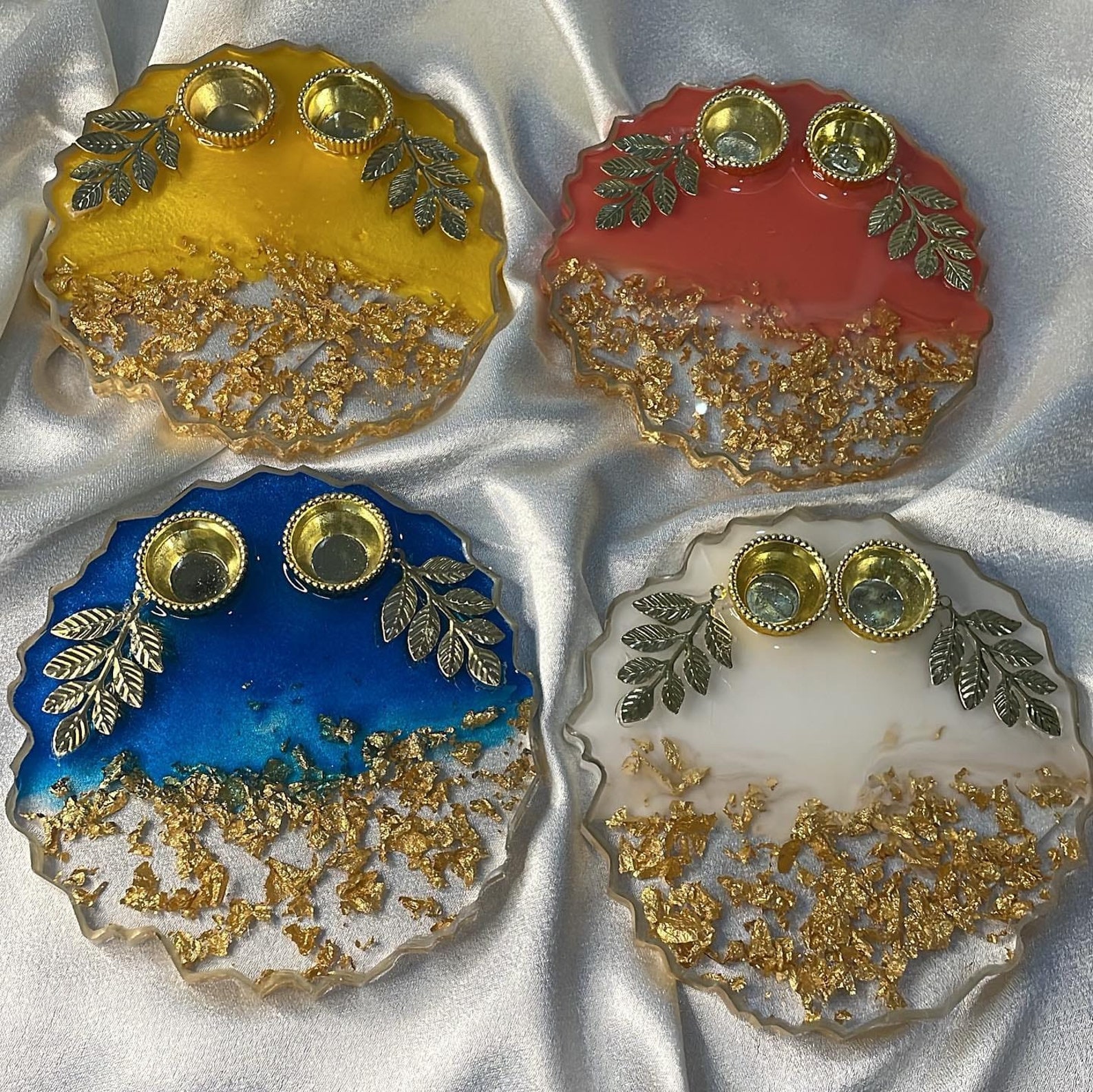 Resin Pooja Thali Indian Handmade Puja Thali Resin Squre Puja Thali ...