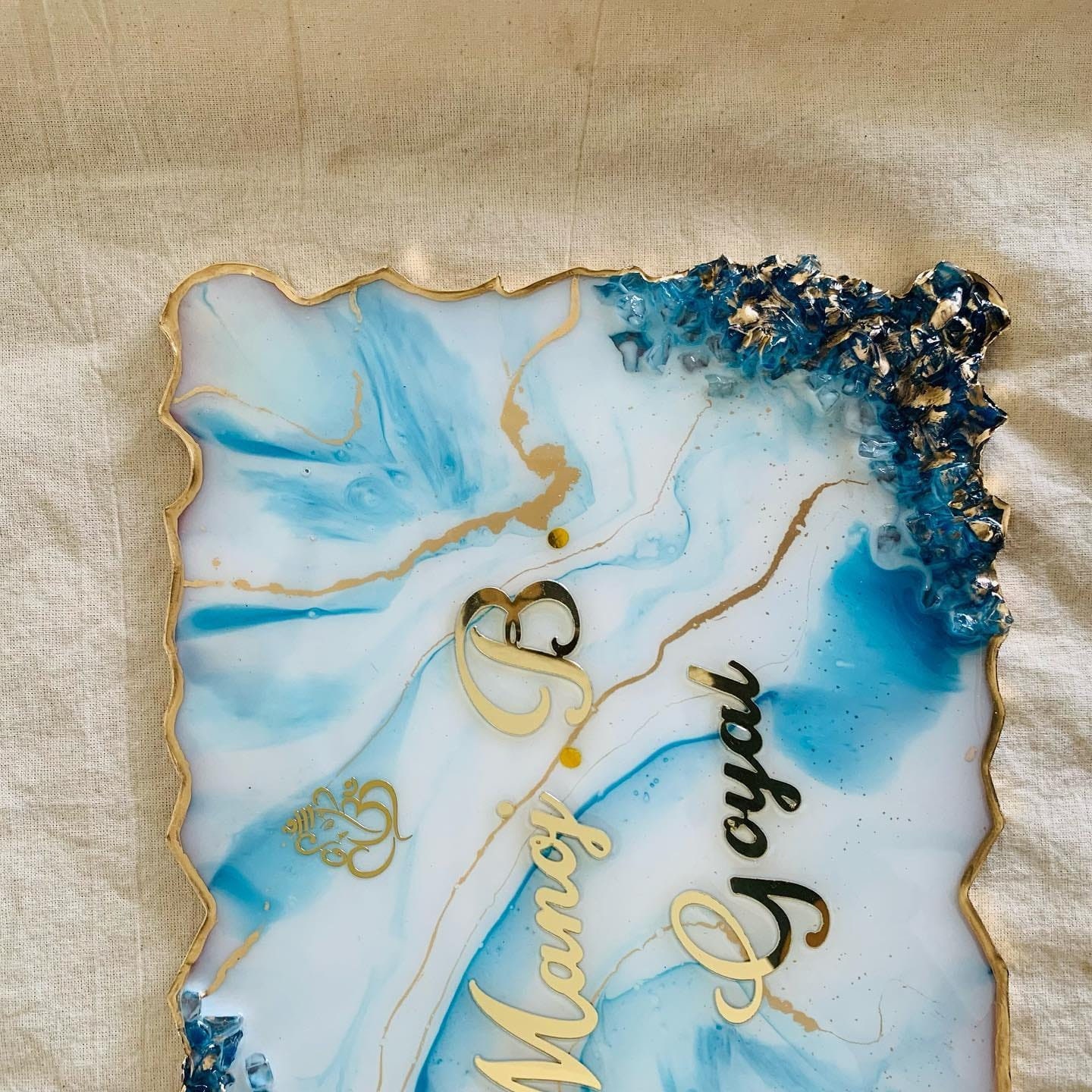 Blue and White Name Plate Personalized Name Plate Square - Etsy