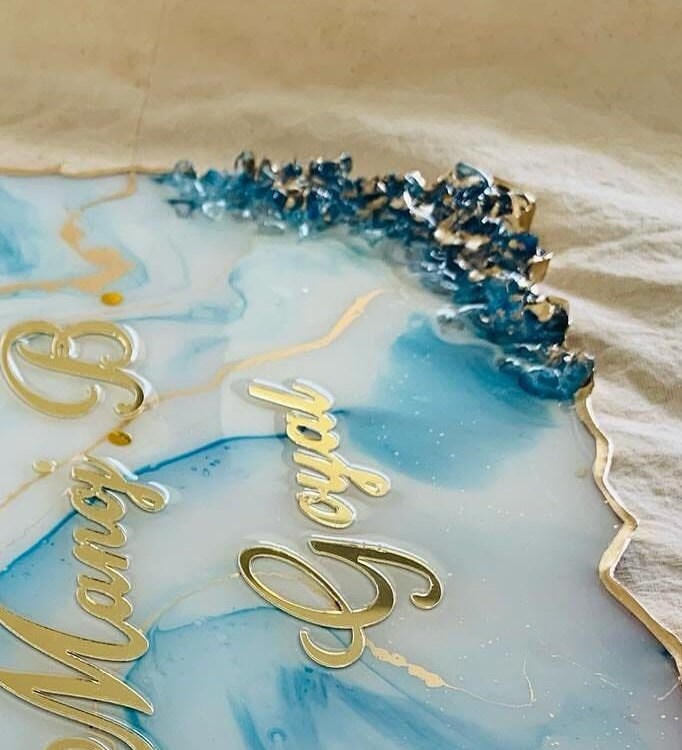 Blue and White Name Plate Personalized Name Plate Square - Etsy