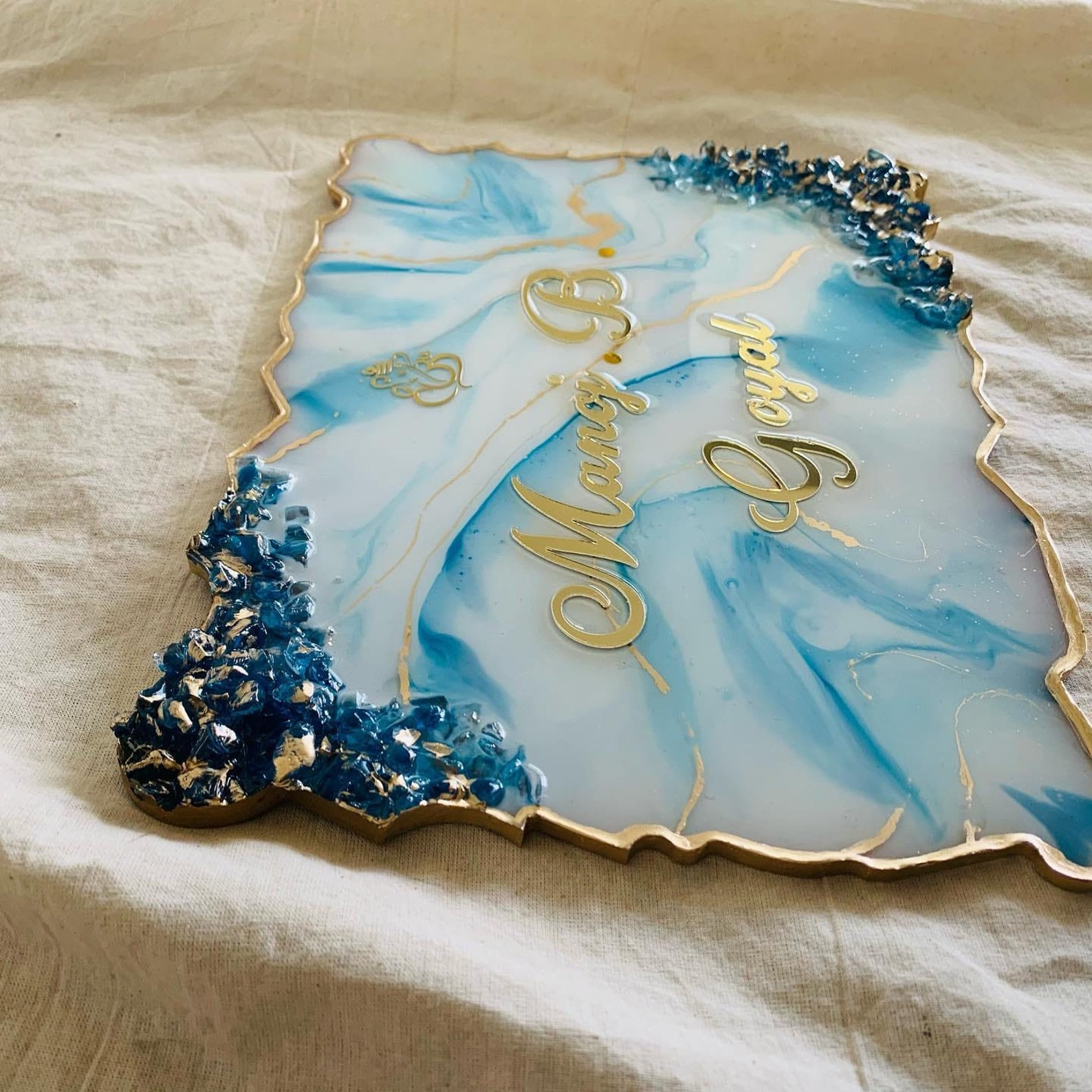 Blue and White Name Plate Personalized Name Plate Square - Etsy