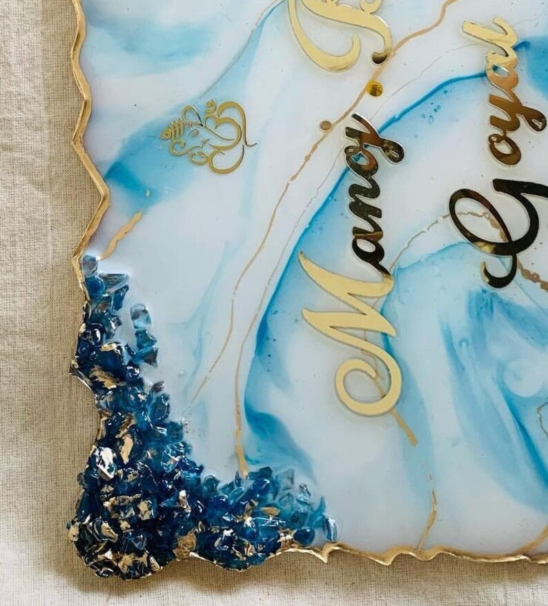 Blue and White Name Plate Personalized Name Plate Square - Etsy