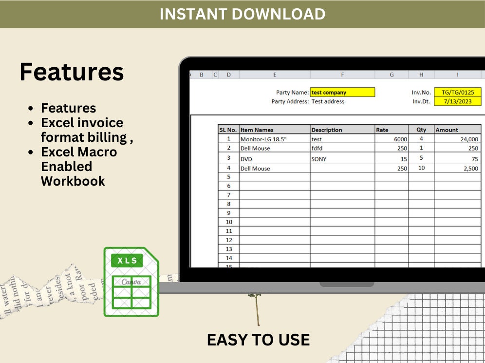 Auto Save Excel Billing Software - Etsy