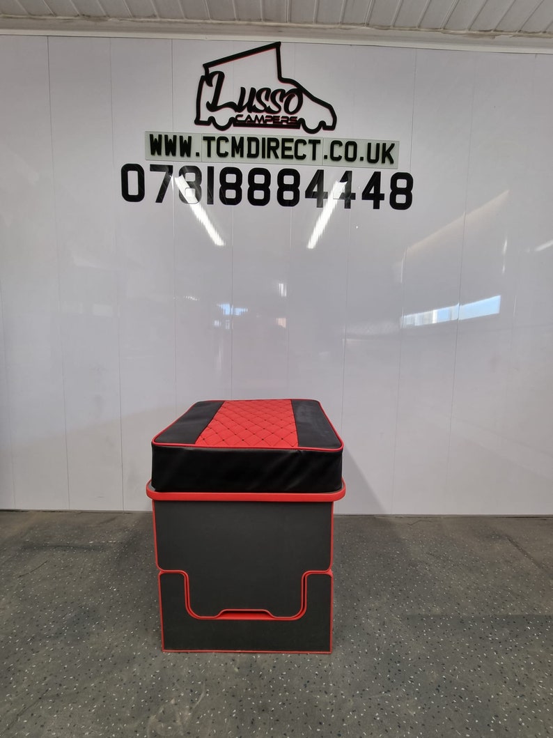 Red Outline Diamond Quilted Cushion Thetford Porta Potty Box VW T4 T5 ...
