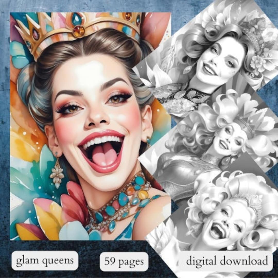 59 Glam Queens Grayscale Women Coloring Pages Printable Adult Coloring ...