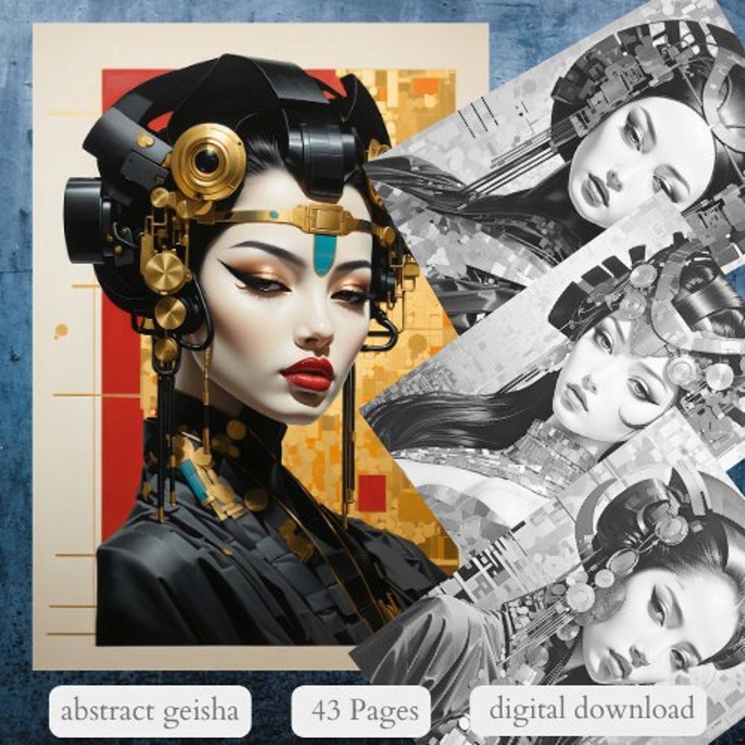 43 Abstract Geisha/ Printable Adultcoloringpages/download Grayscale ...