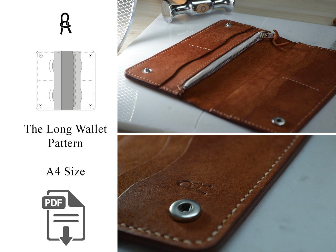 Leather Long Wallet Pattern, Long Wallet Pdf Template, Wallet Pattern ...