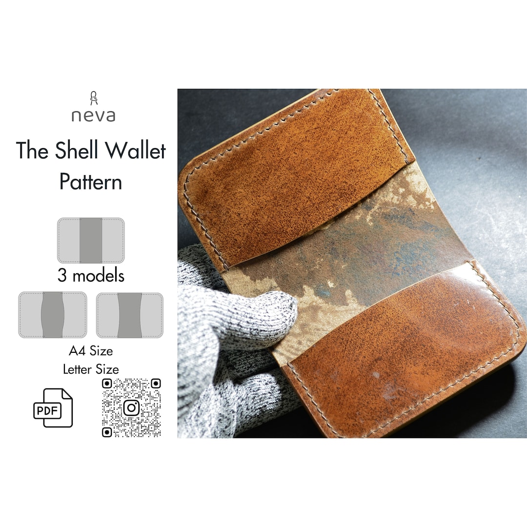 The Shell Wallet Pattern, Leather Wallet Template, Cardholder Pattern ...