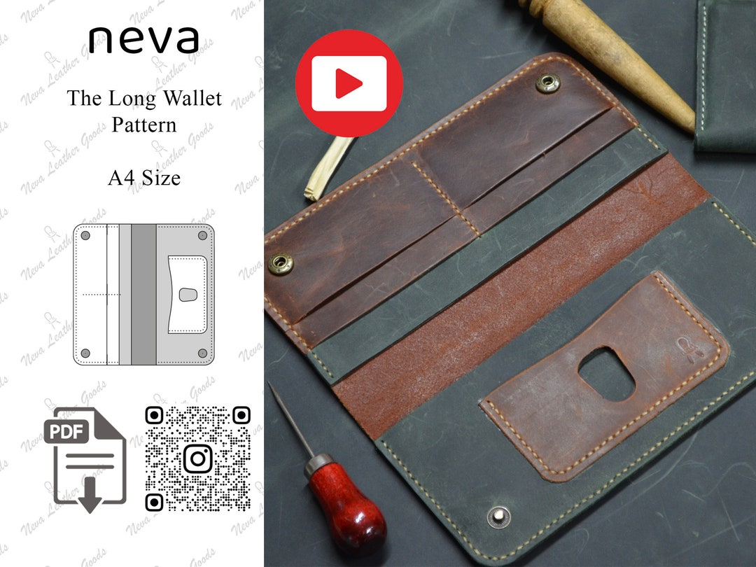 Leather Long Wallet Pattern Long Wallet Pdf Template Wallet - Etsy