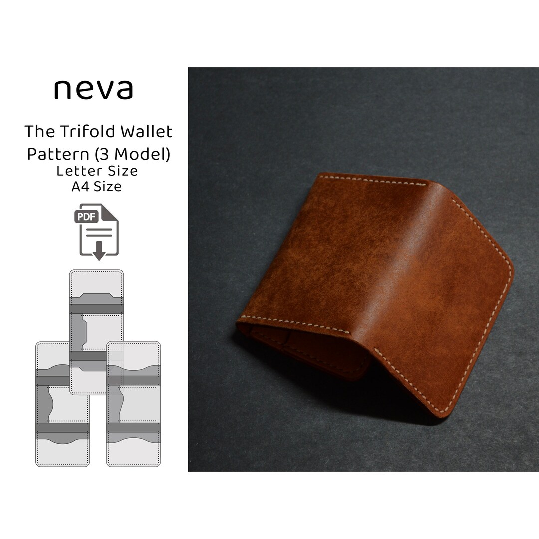 The Trifold Wallet Pattern Pdf, Leather Wallet Template, Cardholder ...