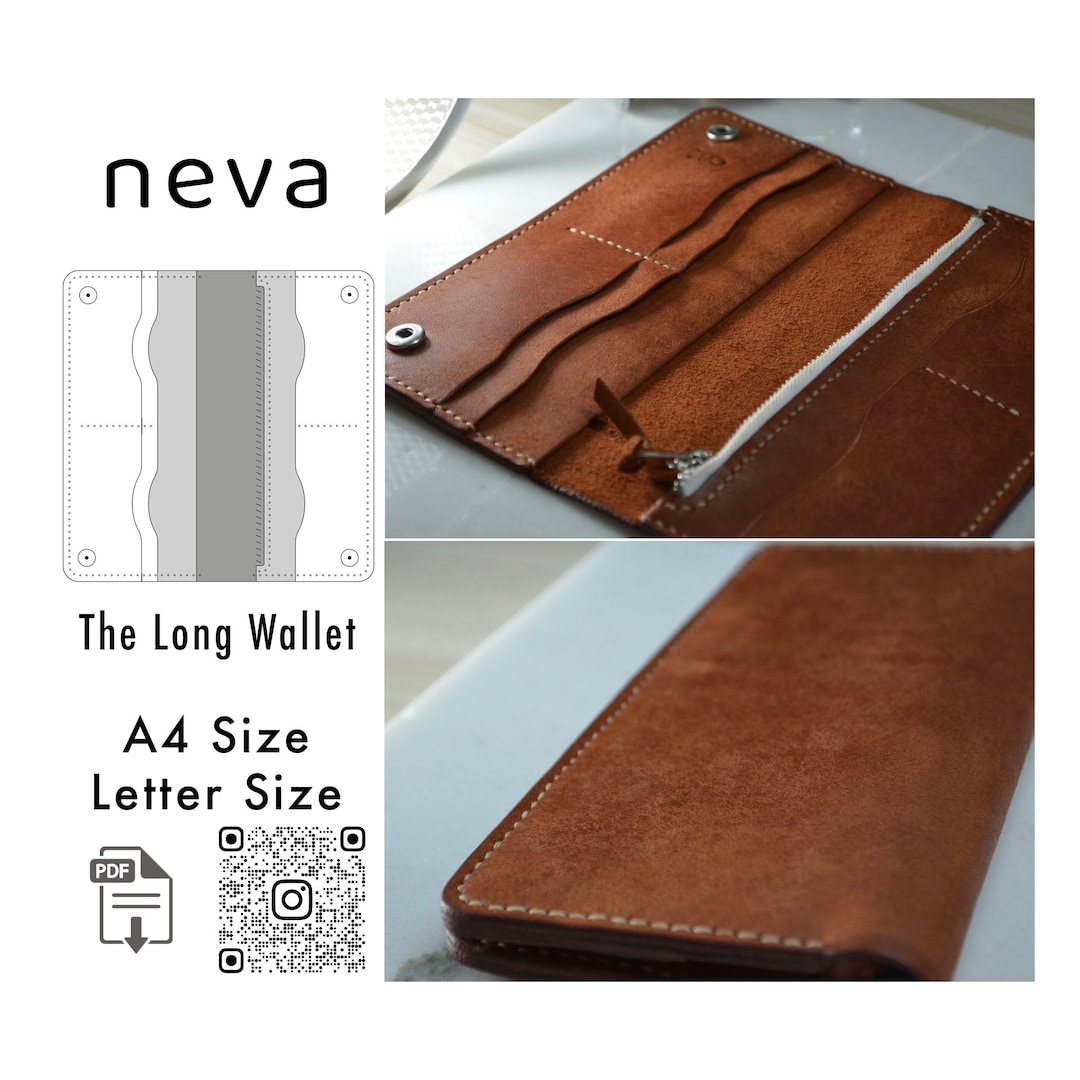 Leather Long Wallet Pattern, Long Wallet Pdf Template, Wallet Pattern ...