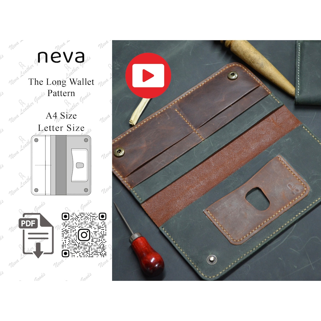 Leather Long Wallet Pattern, Long Wallet Pdf Template, Wallet Pattern ...
