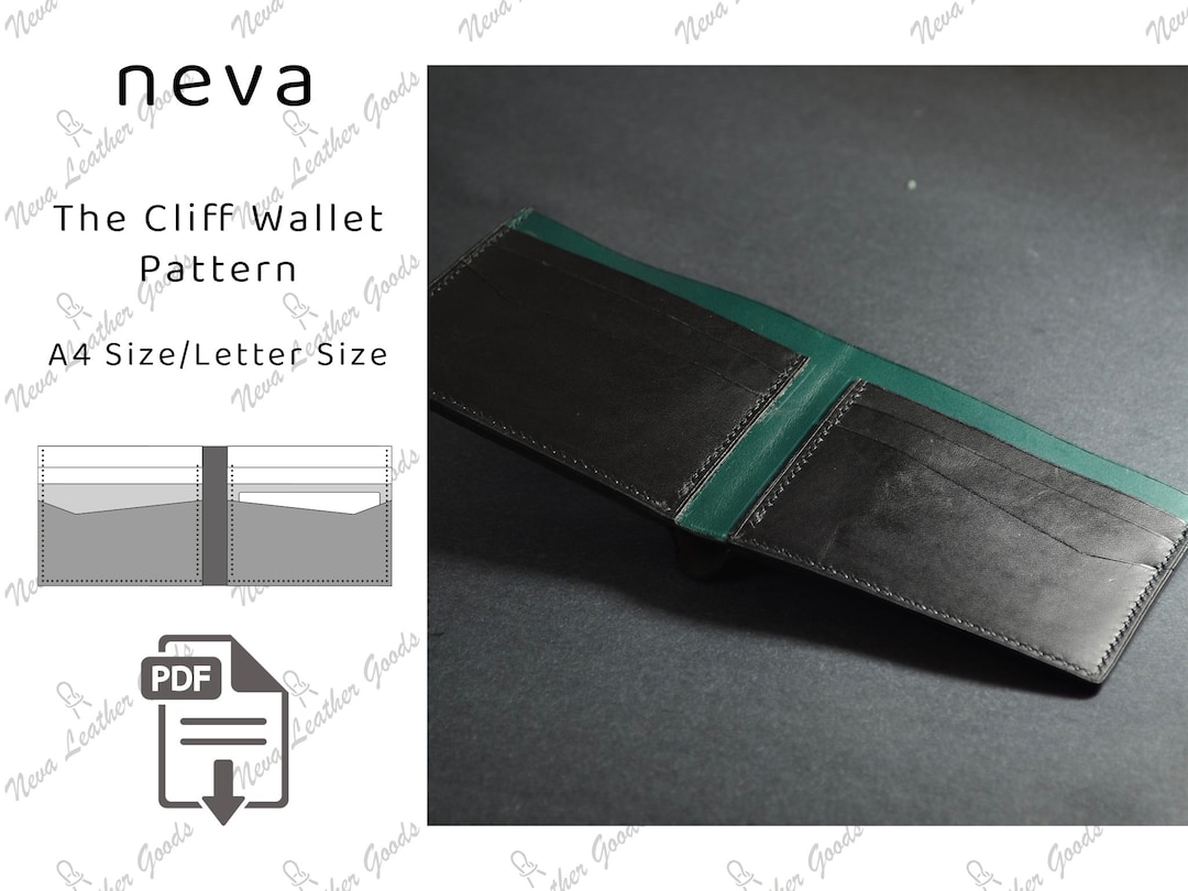 The Cliff Leather Wallet PDF Pattern, Bifold Cardholder Template ...