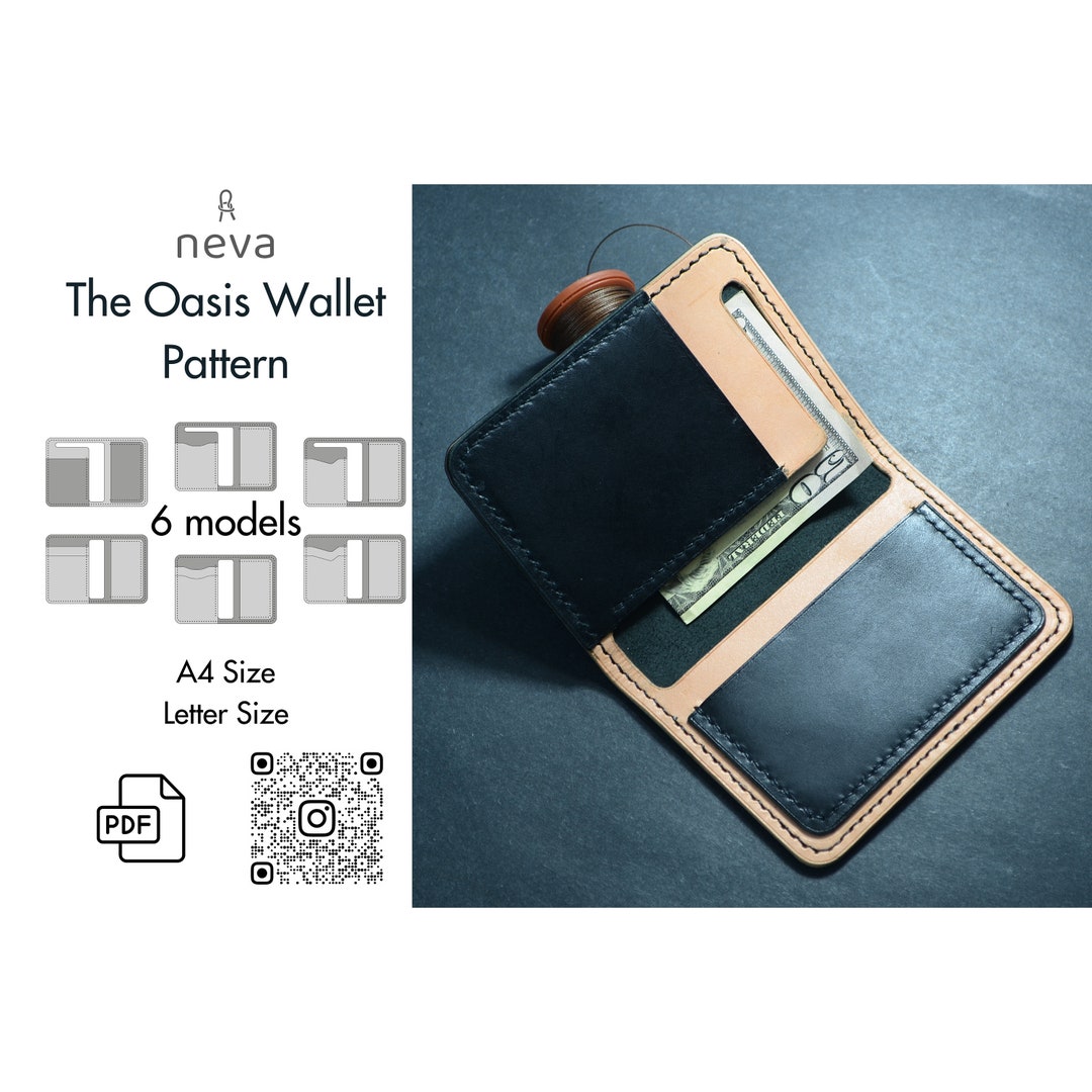 The Oasis Wallet Pattern Pdf, Leather Wallet Template, Cardholder ...