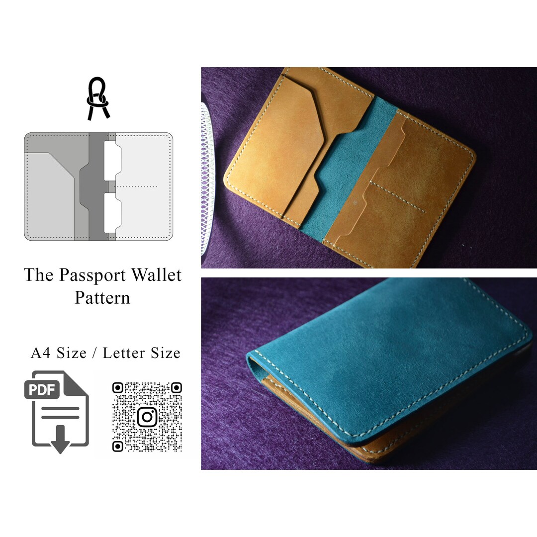 Leather Passport Wallet PDF Pattern, DIY Travel Wallet (a4/letter Size ...
