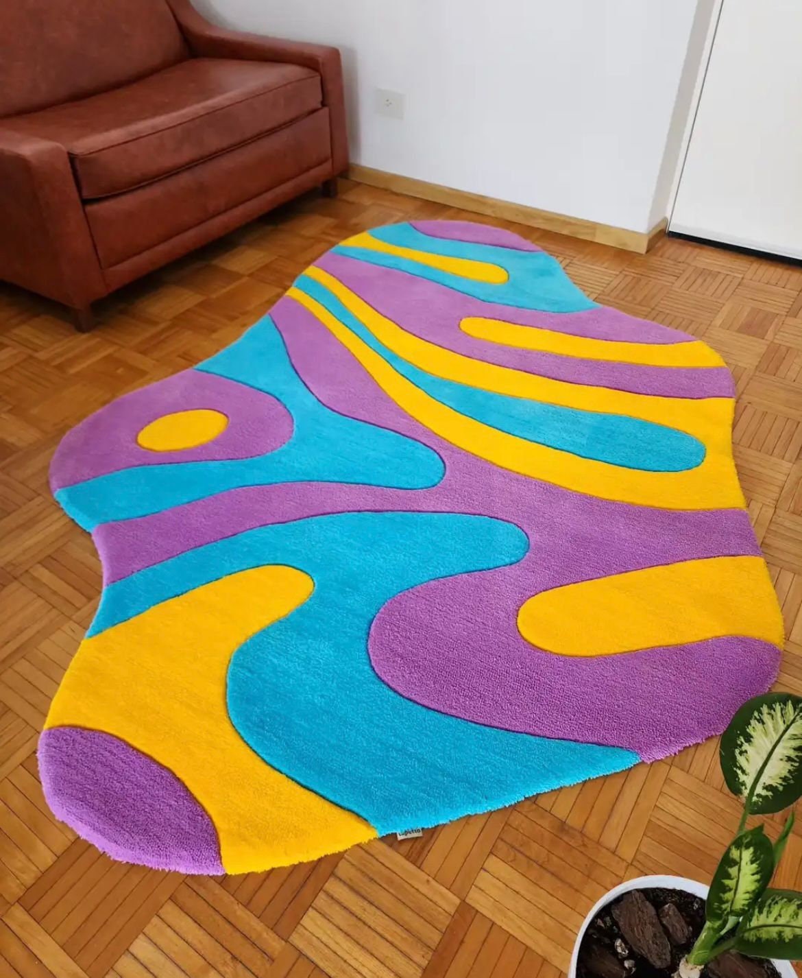IRREGULAR RUG, High Quality Rug, Melting Rug Psychedelic Irregular ...