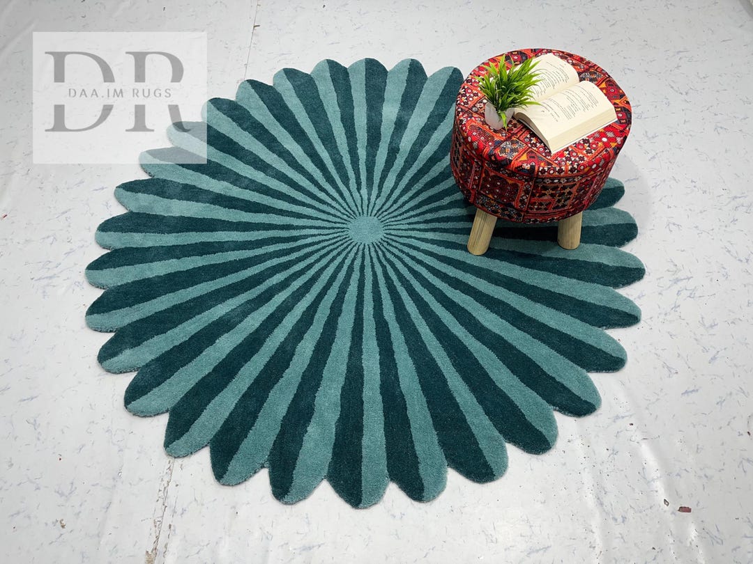 Scallop Round Rug, Dual Shade Rug, Hand Tufted Rug Handmade Area Rug ...