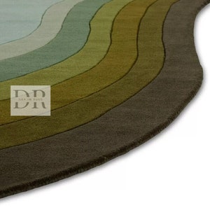 Kidney Shaped Shaded Design Handmade Rugs Hand Tufted Rug - Etsy