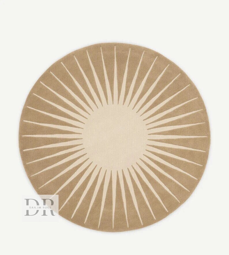 Sun Modern Abstract Rug High-low Pile Area Round Shaped Design - Etsy