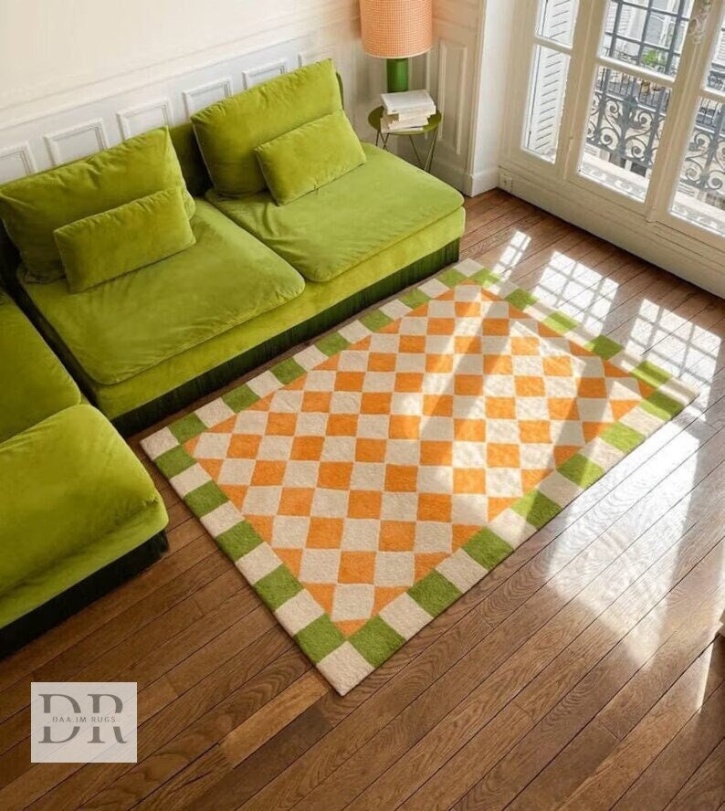Geometrical Box Design Handmade Rugs Hand Tufted Rug , Woolen Rug, High ...