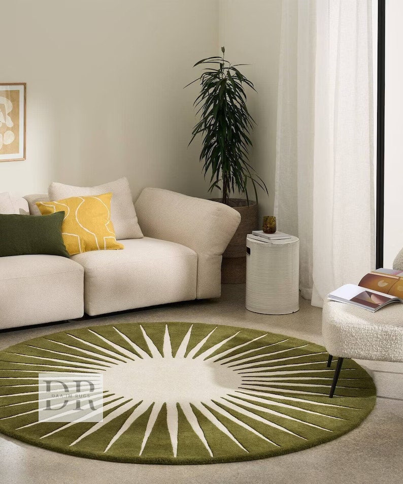 Sun Modern Abstract Rug High-low Pile Area Round Shaped Design - Etsy