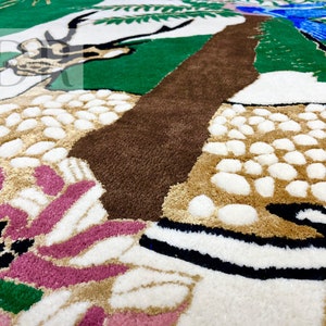 Reindeer Design Rug Floral Jungle Decor, Premium Quality Floor Carpet ...