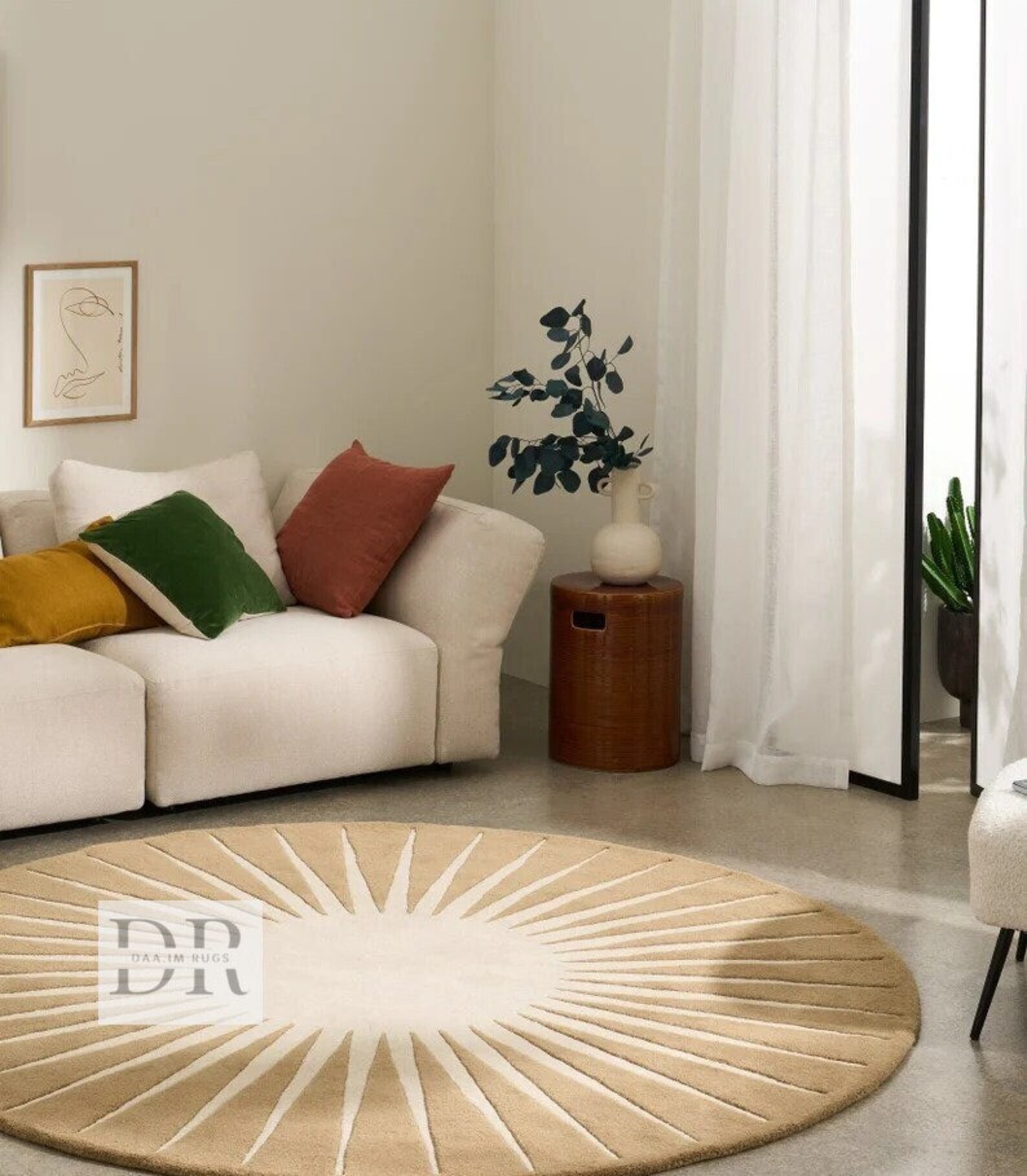 Sun Modern Abstract Rug High-low Pile Area Round Shaped Design - Etsy