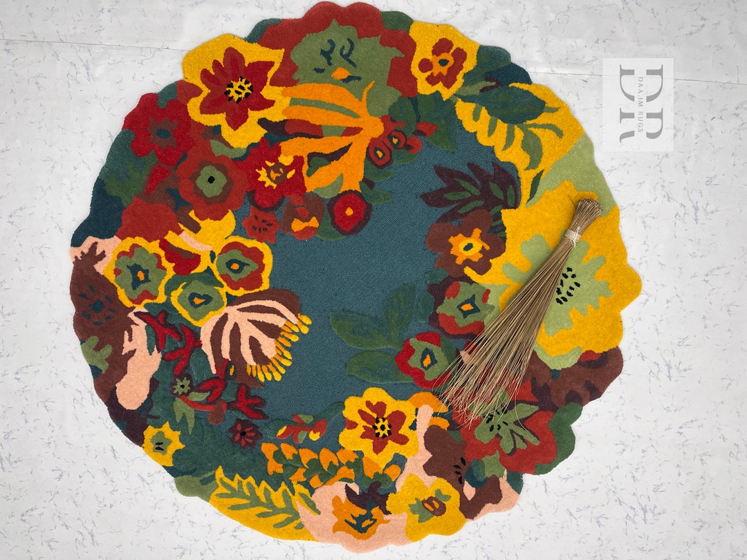 JARDIN RUG, Small Round Rug, Red Round Rug, Araceli's Bloom High ...