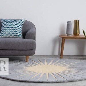Sun Modern Abstract Rug High-low Pile Area Round Shaped Design - Etsy