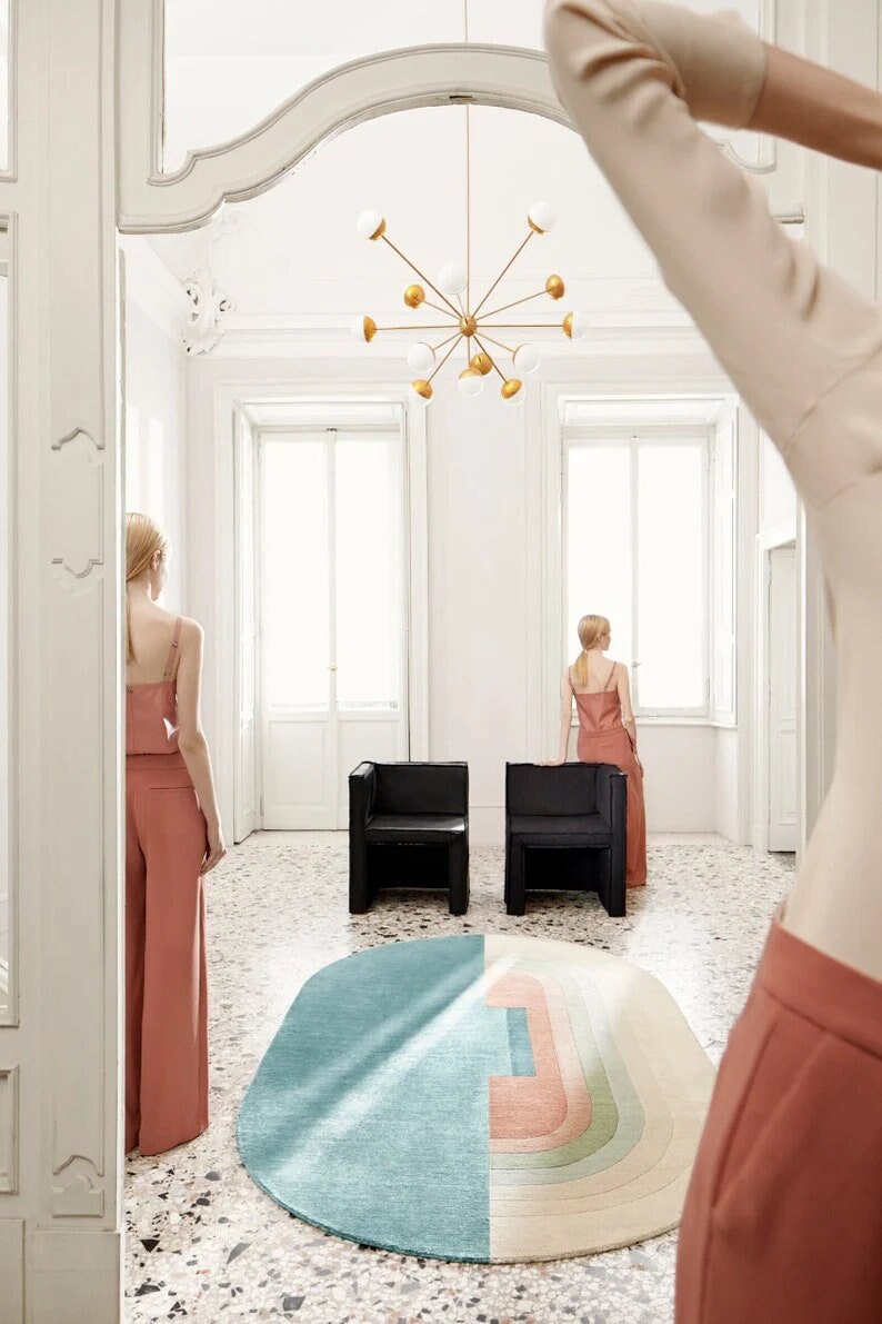 Oval Shaped Handmade Table Rug Hand Tufted Carpet Woolen Rug High ...