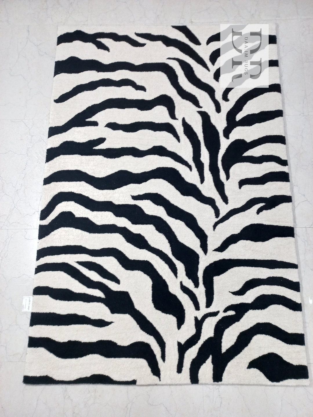 Zebra Design Rug, Handmade Tufted Carpet, Black White Moroccan Rug ...