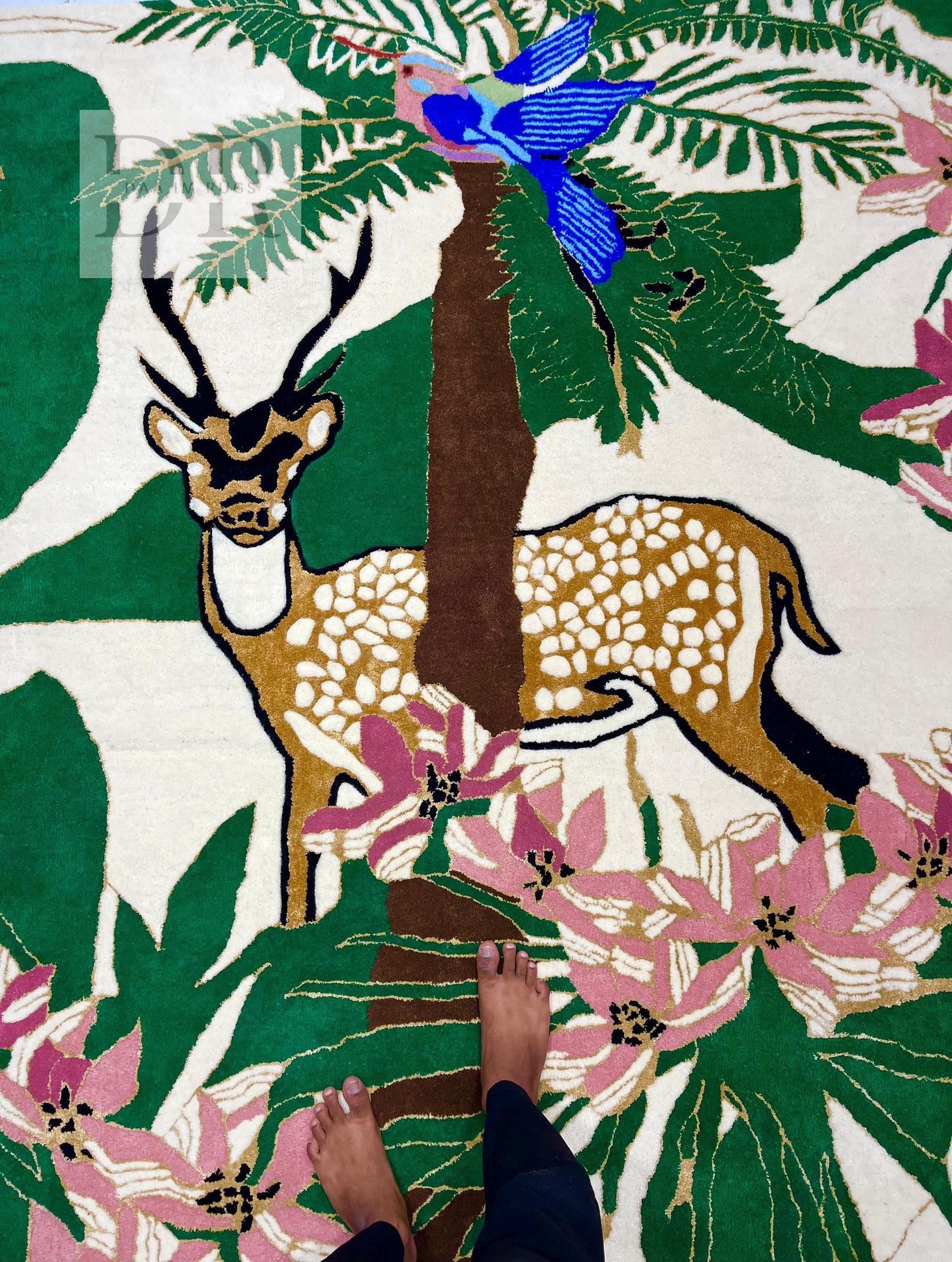 Reindeer Design Rug Floral Jungle Decor, Premium Quality Floor Carpet ...