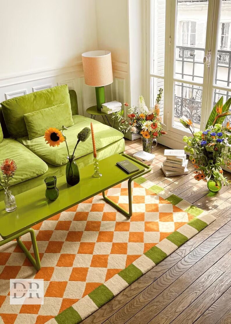 Geometrical Box Design Handmade Rugs Hand Tufted Rug , Woolen Rug, High ...