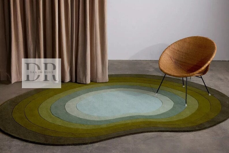 Kidney Shaped Shaded Design Handmade Rugs Hand Tufted Rug - Etsy