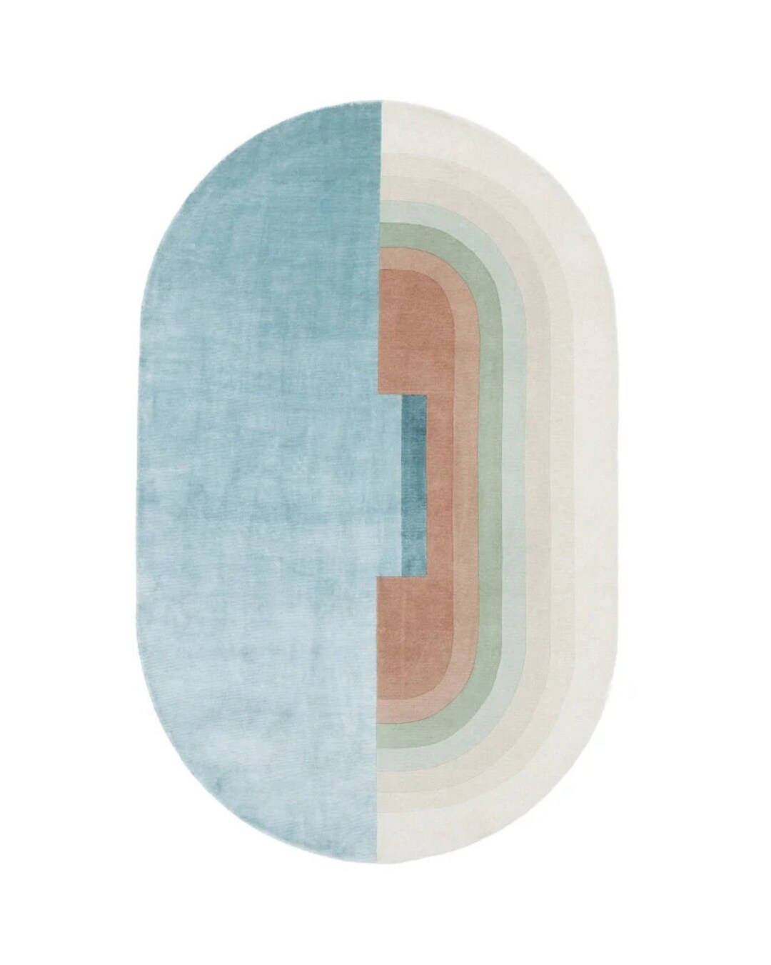 Oval Shaped Handmade Table Rug Hand Tufted Carpet Woolen Rug High ...