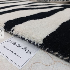 Zebra Design Rug, Handmade Tufted Carpet, Black White Moroccan Rug ...