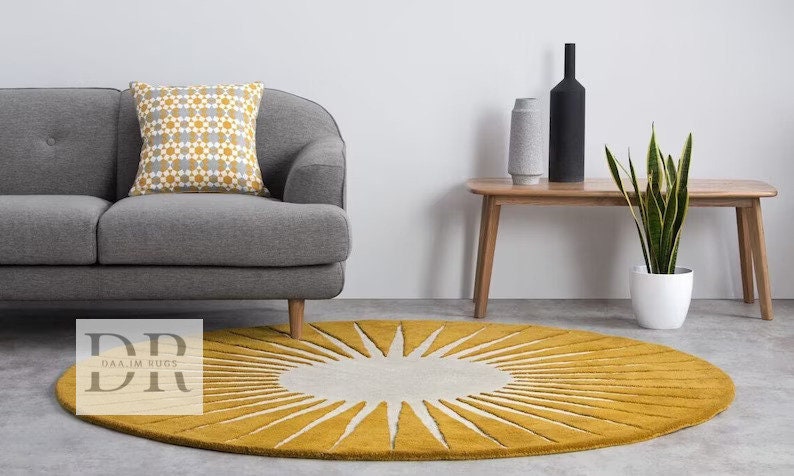 Sun Modern Abstract Rug High-low Pile Area Round Shaped Design - Etsy
