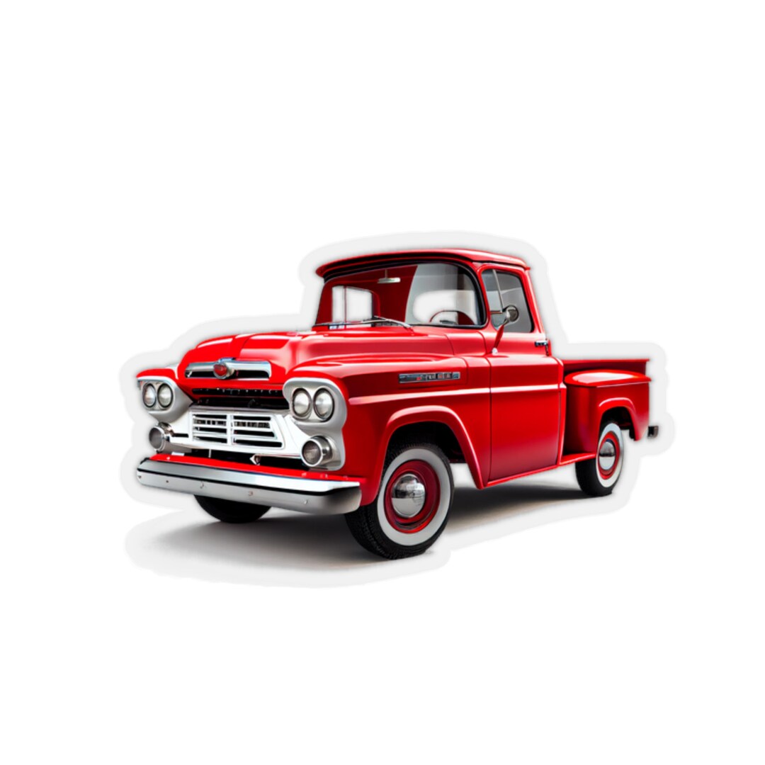 Vintage Red Truck Sticker for Dad Truck Themed Decal Kiss-cut Vinyl ...