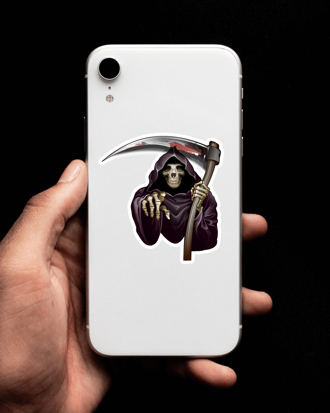 Spooky Grim Reaper Stickers: Blood-covered Scythes for Halloween Horror ...