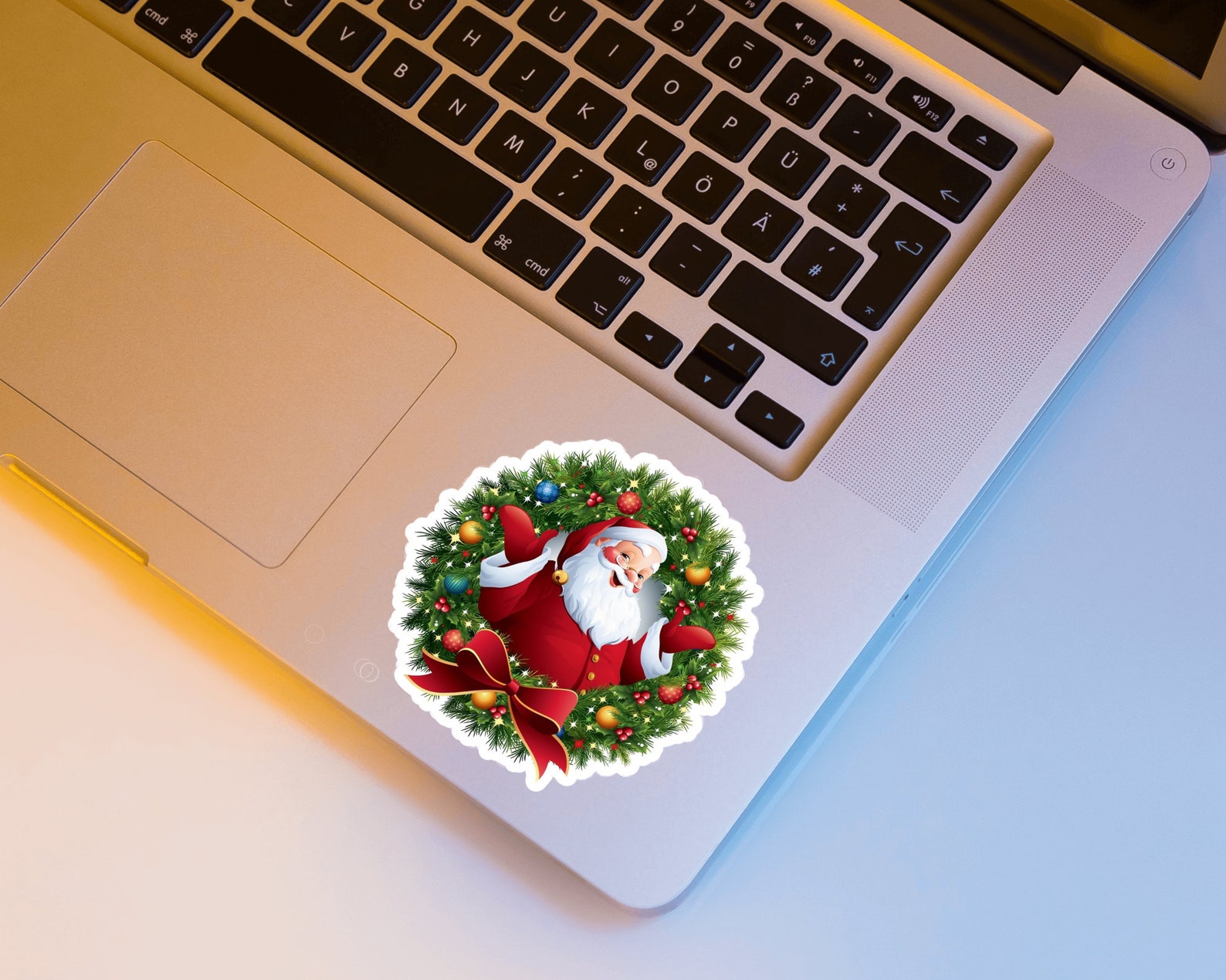 Festive Holiday Santa Claus Vinyl Sticker Charming Smiling Santa in ...
