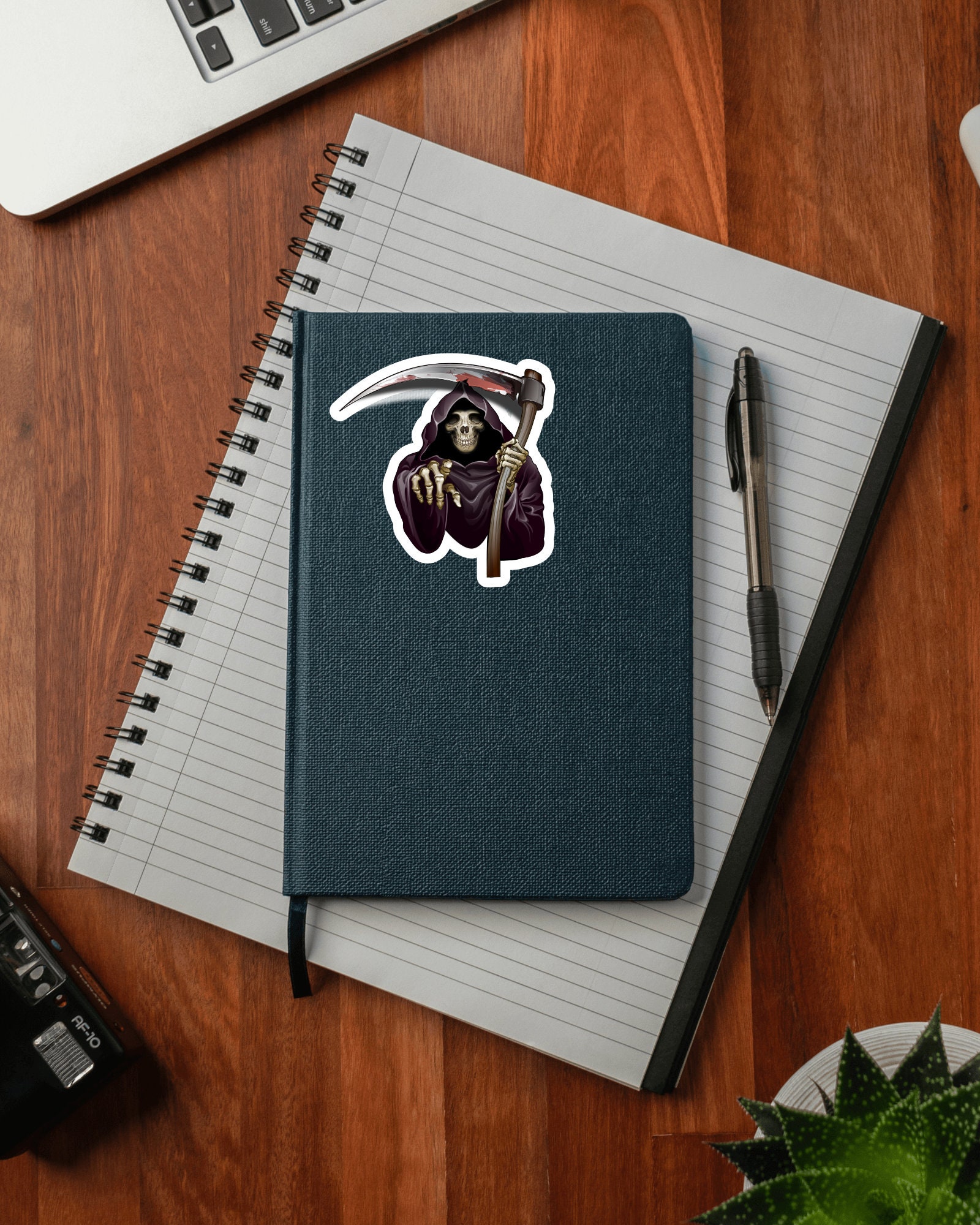 Spooky Grim Reaper Stickers: Blood-covered Scythes for Halloween Horror ...