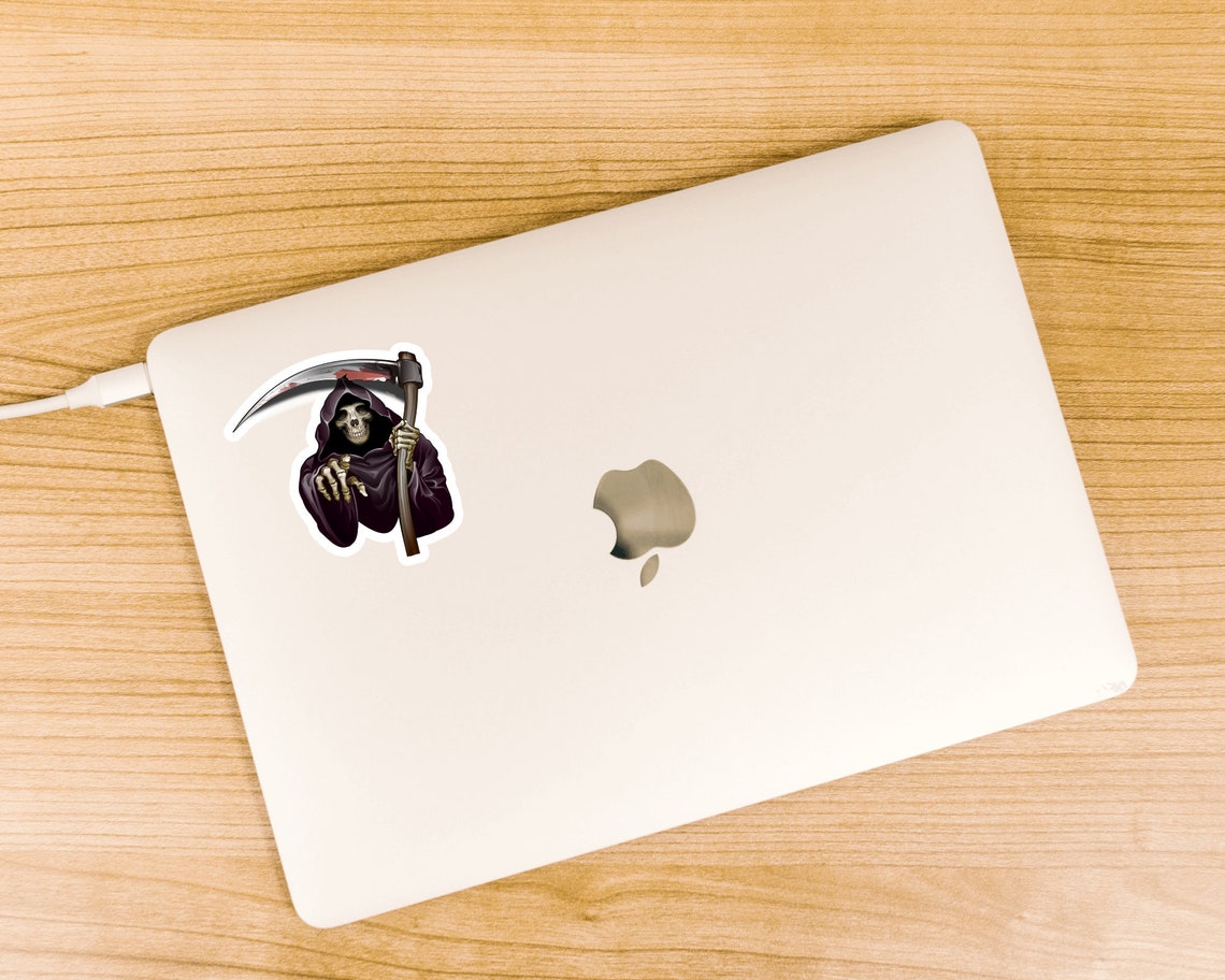 Spooky Grim Reaper Stickers: Blood-covered Scythes for Halloween Horror ...