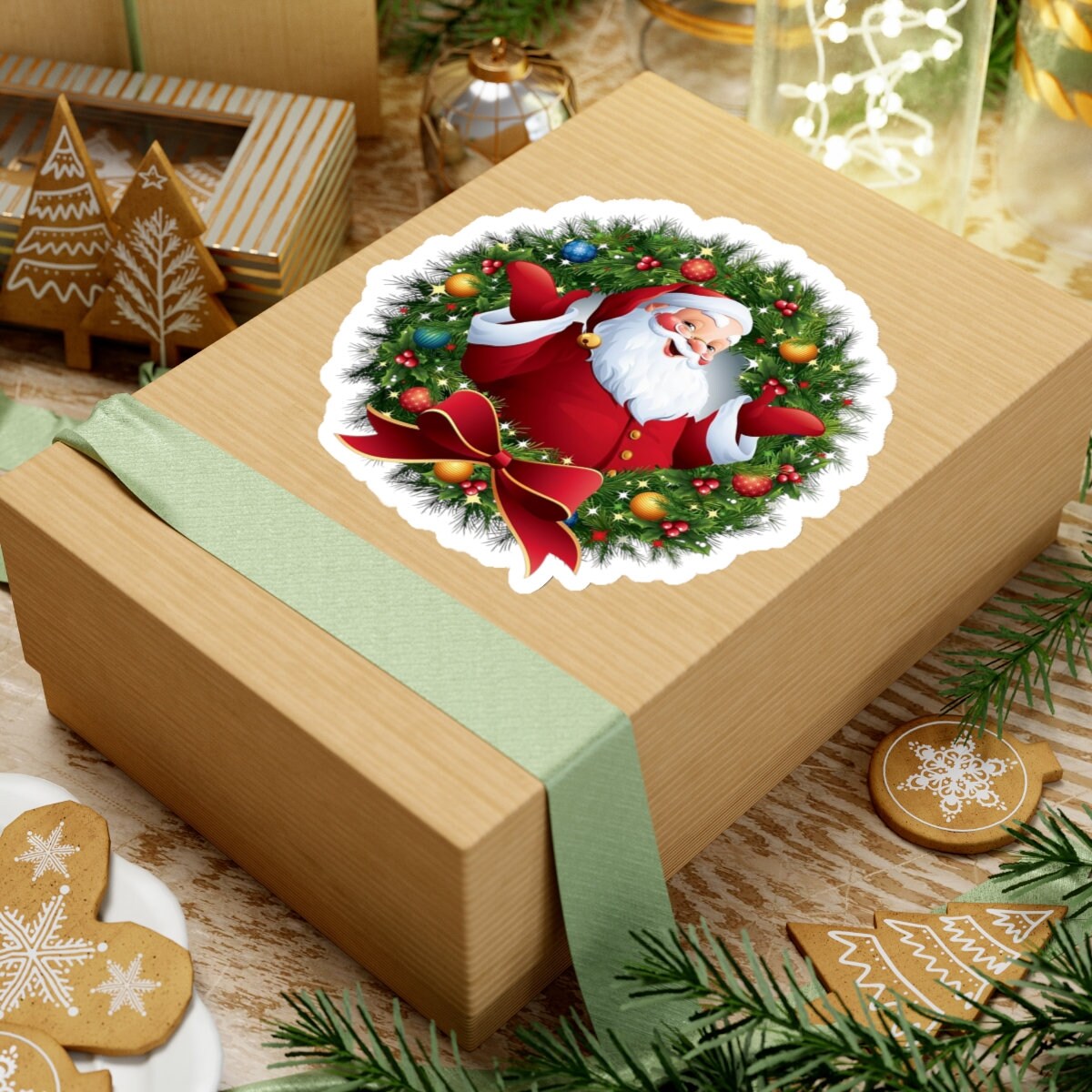 Festive Holiday Santa Claus Vinyl Sticker Charming Smiling Santa in ...