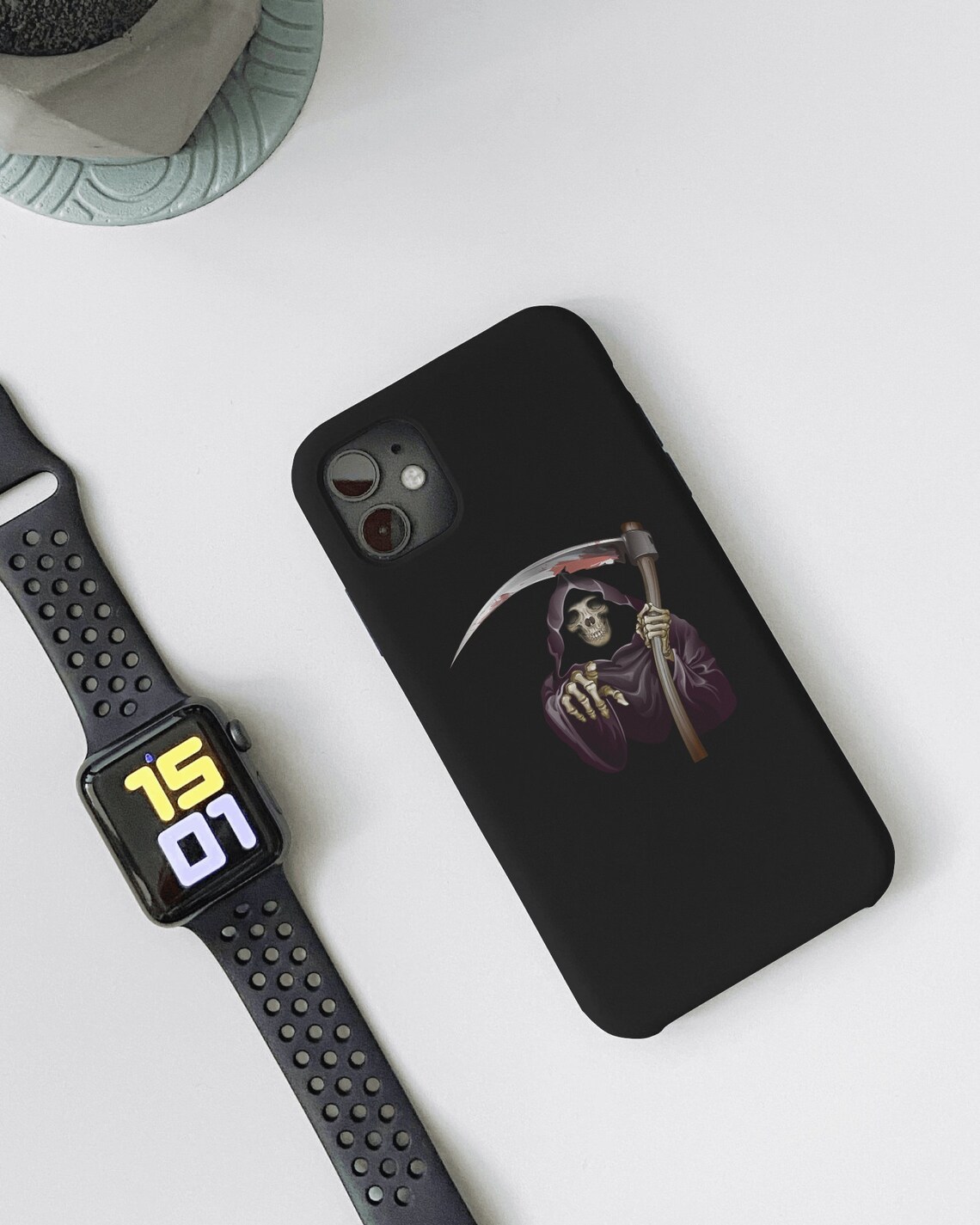 Spooky Grim Reaper Stickers: Blood-covered Scythes for Halloween Horror ...