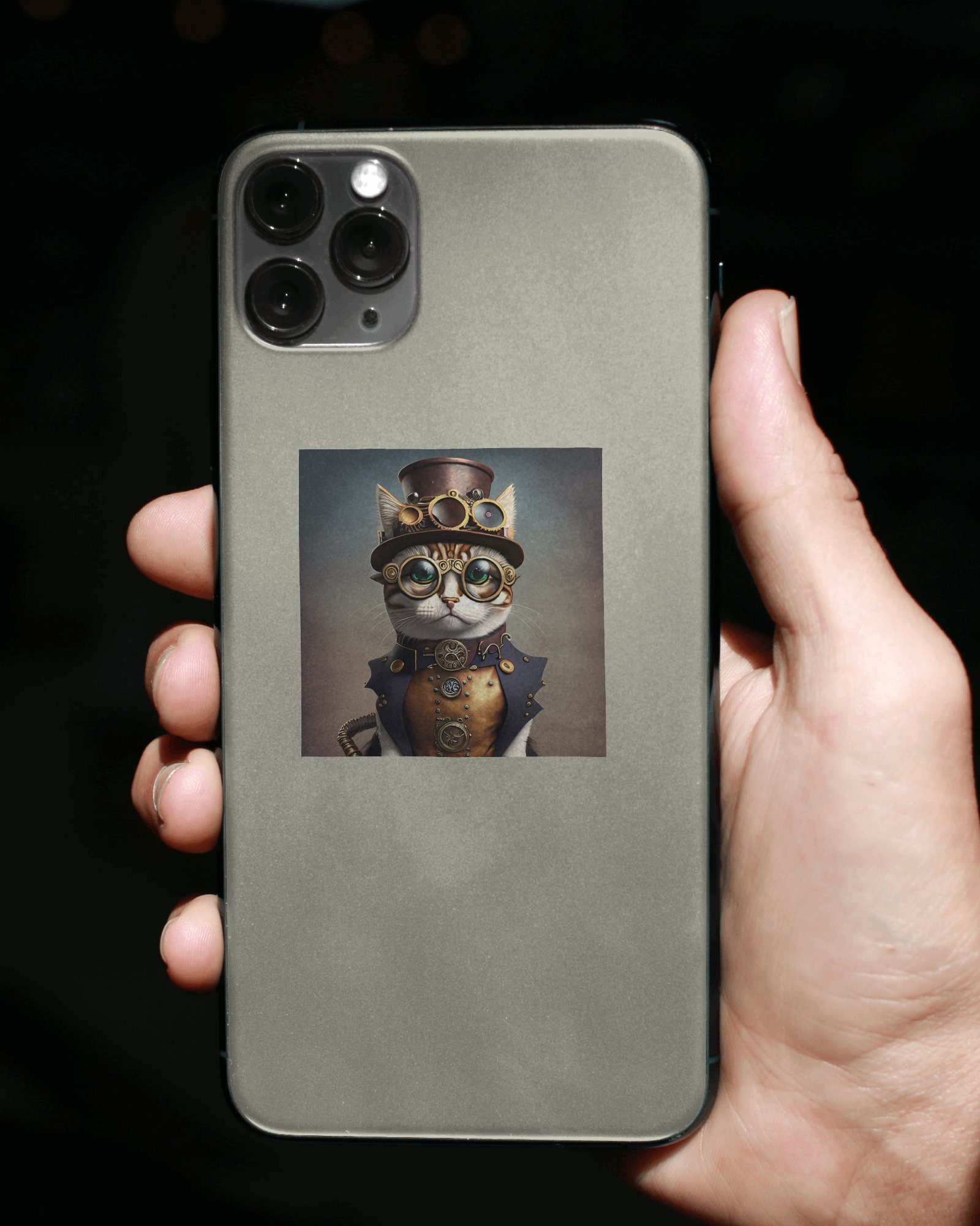 Cat Lover Gift: Whimsical Steampunk Cat Sticker Unique Decal for Cat ...