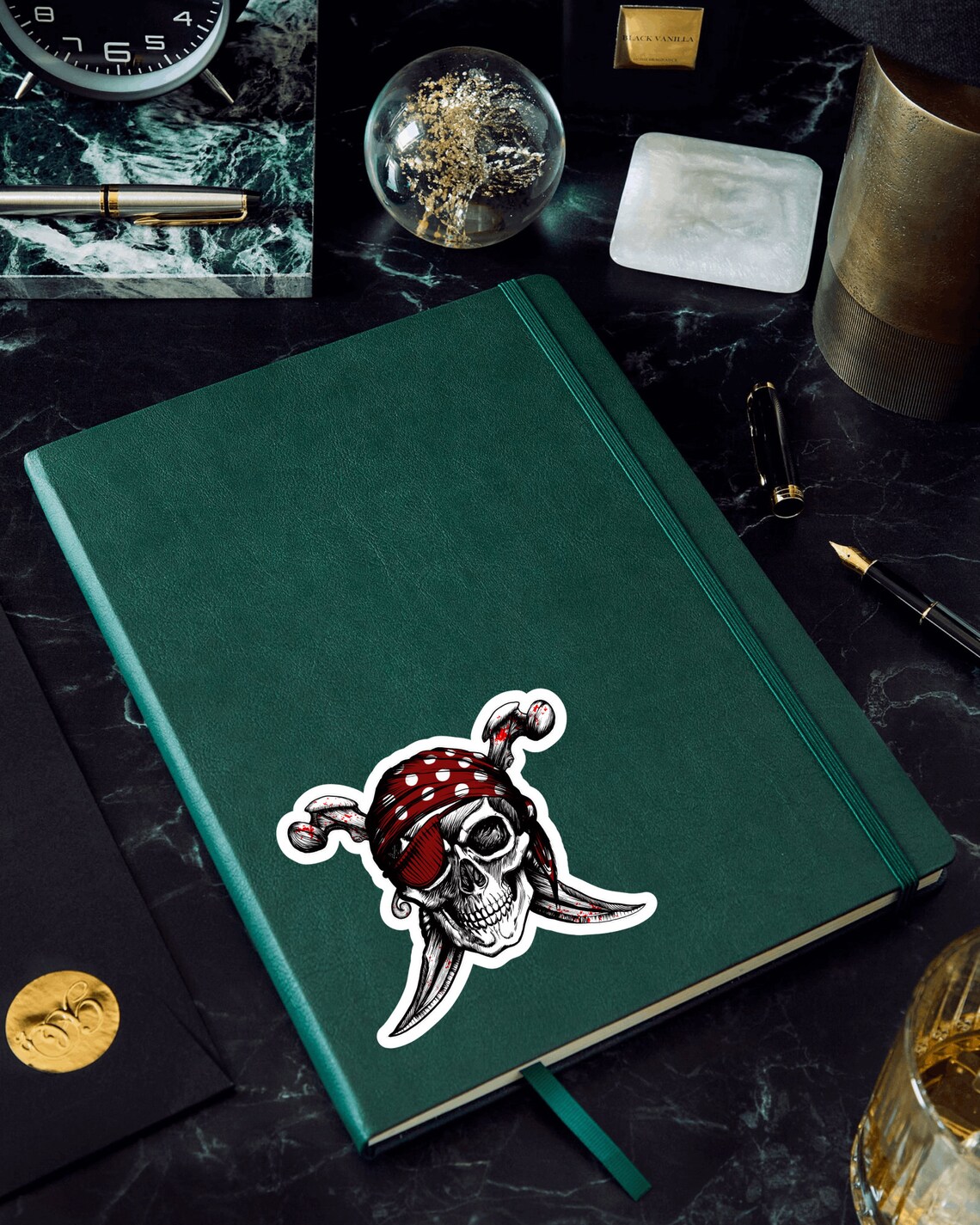 Creepy Pirate Skeleton Sticker Spooky Skull and Crossbones Halloween ...