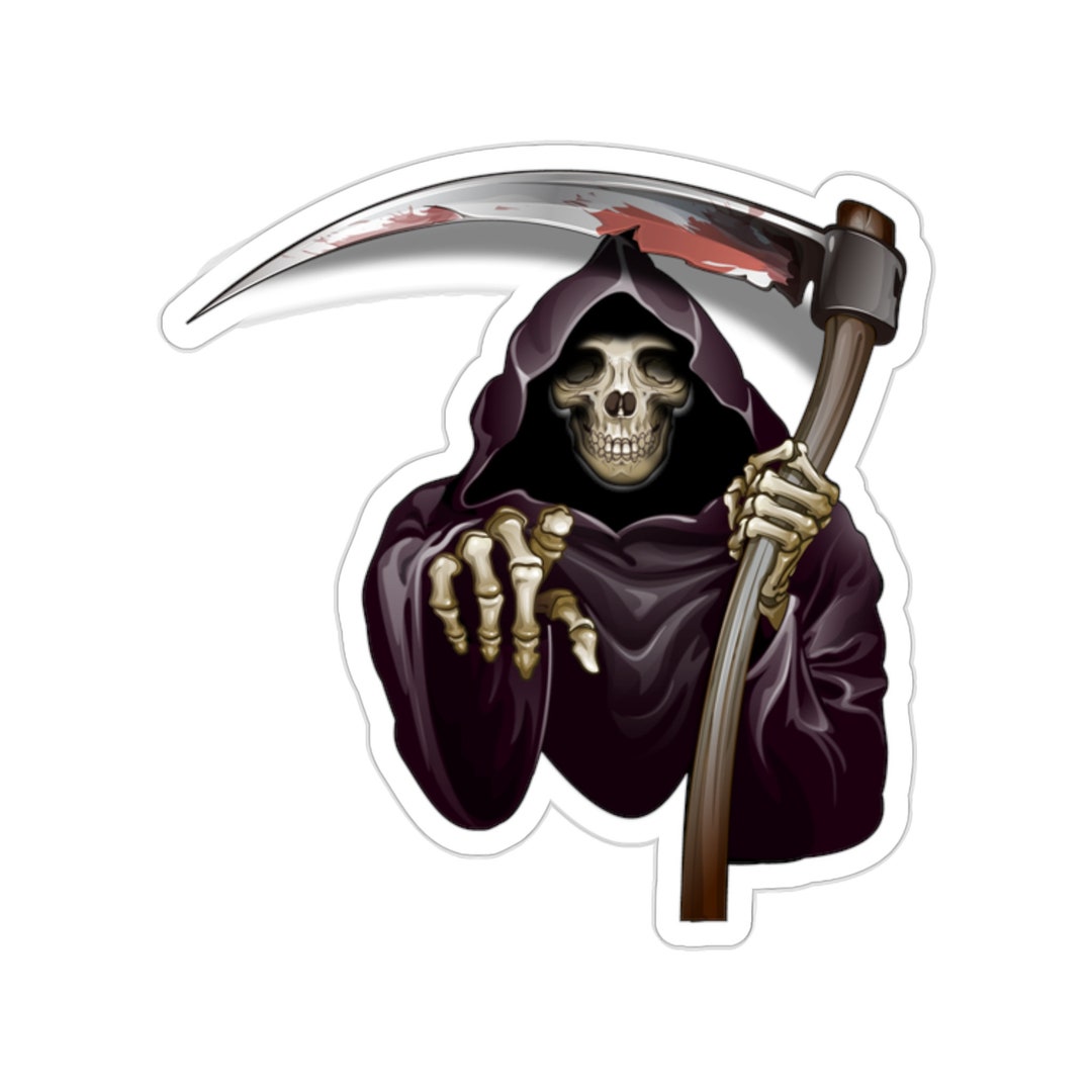 Spooky Grim Reaper Stickers: Blood-covered Scythes for Halloween Horror ...